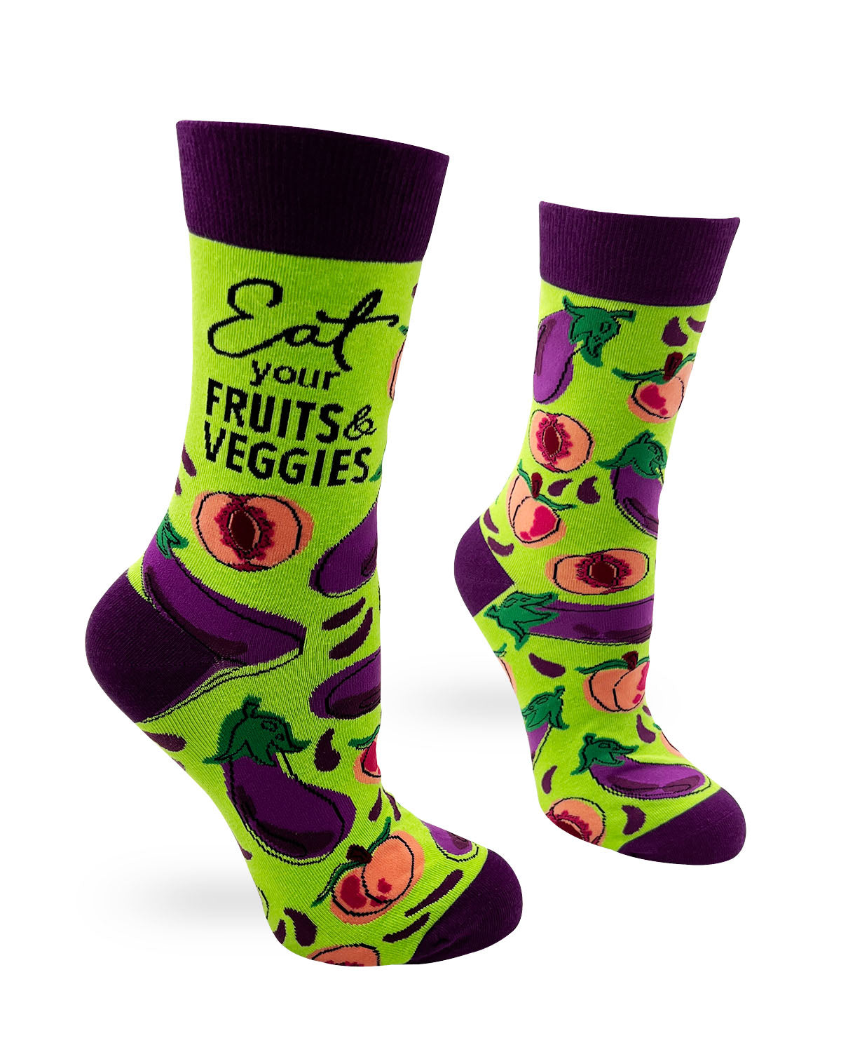 Eat Your Fruits and Veggies Ladies' Novelty Crew Socks - Fabdaz – FabDaz