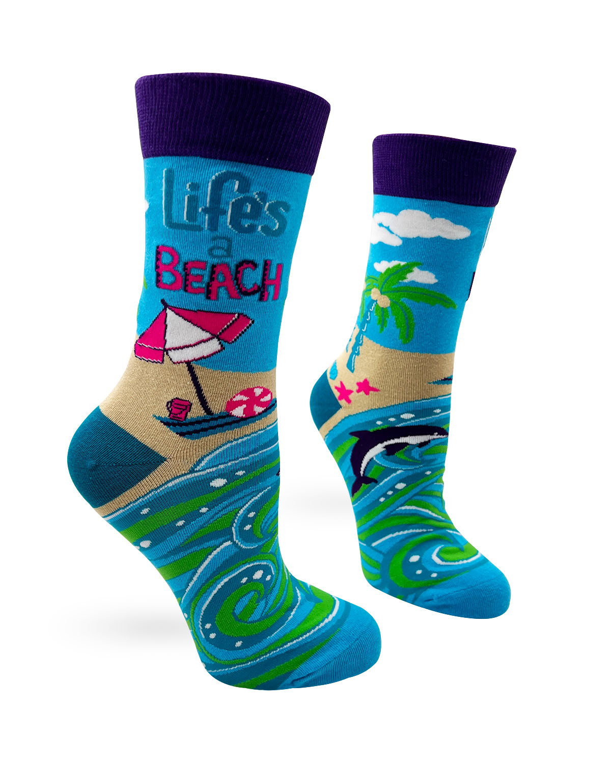 Life's a Beach Women's Novelty Crew Socks - Fabdaz – FabDaz