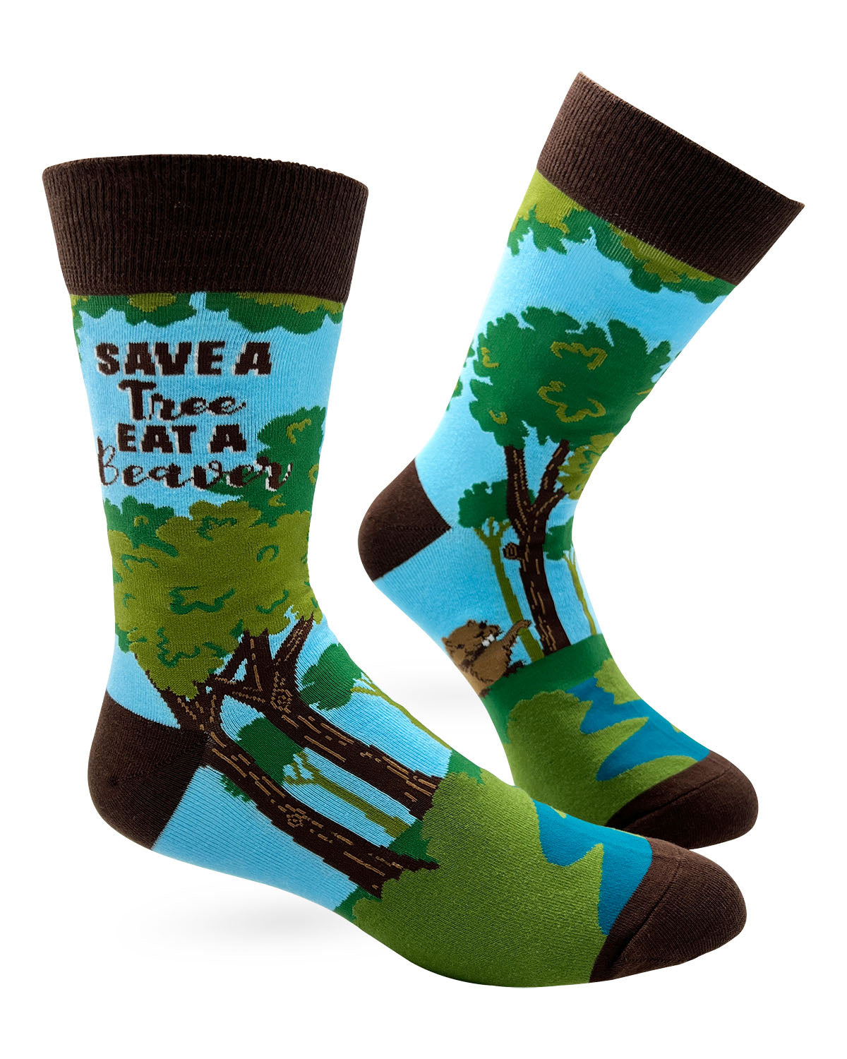 Save The Tree Eat A Beaver Men's Novelty Crew Socks - Fabdaz – FabDaz