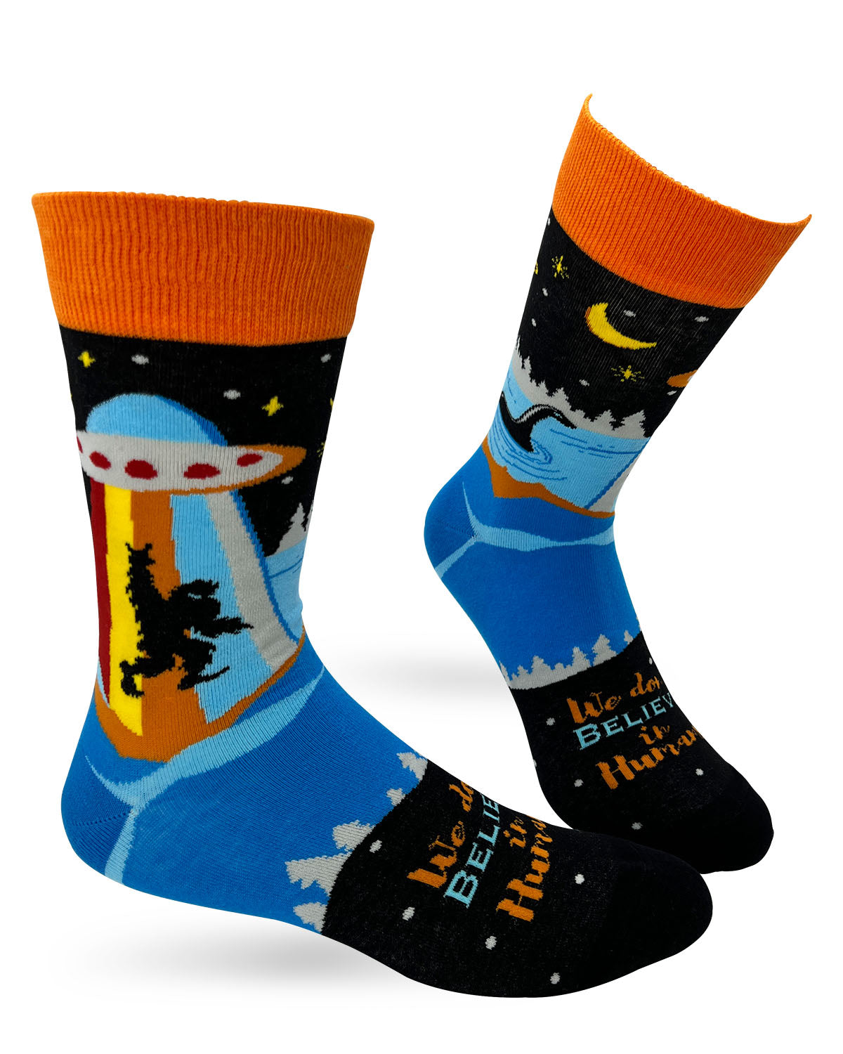 We Don't Believe in Humans Men's Novelty Crew Socks - Fabdaz – FabDaz